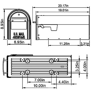 Architectural Mailboxes Franklin Post Mount Mailbox, Black with Silver Accents, FM110BEC