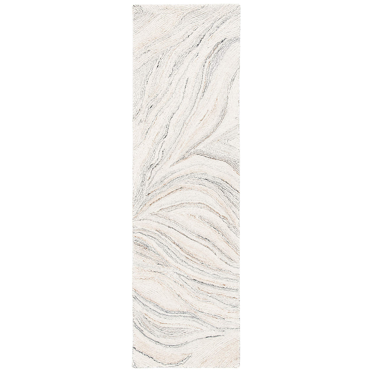 SAFAVIEH Metro Collection Runner Rug - 2'3" x 12', Ivory & Grey, Handmade Modern Abstract Wool, Ideal for High Traffic Areas in Living Room, Bedroom (MET505F)