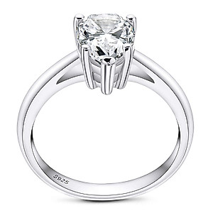 DYUNQ Engagement Rings for Women Cubic Zirconia Ring 2 Carat 925 Sterling Silver Rings Solitaire CZ White Gold Ring Simple Bridal Wedding Annivesary Promise Ring Pear Shaped Teardrop