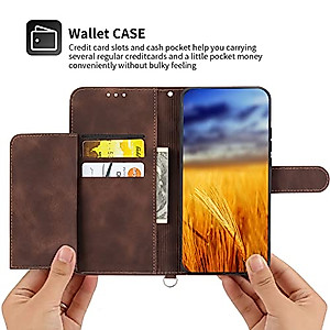 ONV Case for Oppo A17 4G - Flower Embossed Flip Phone Case Card Holder Magnet with Lanyard PU Leather + Soft Shell Wallet Cover for Oppo A17 4G [DEF] -Brown