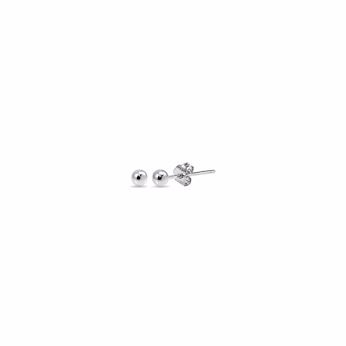 Gold Earrings for Women Men | 14K White Gold 2mm Polished Tiny Ball Bead Stud Earrings