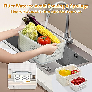 Fruit Storage Containers for Fridge,Produce Saver Containers for Refrigerator with Drain Colander,Food Storage Container,Dishwasher&Microwave Safe,Keep Fruits,Vegetables,Berry,Meat Fresh longer 6Pack.