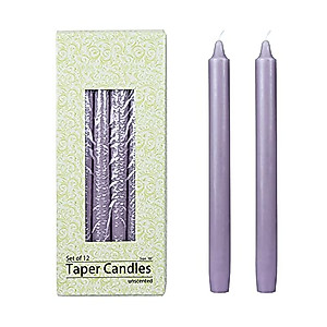 Zest Candle 12-Piece Taper Candles, 10-Inch, Lavender Straight