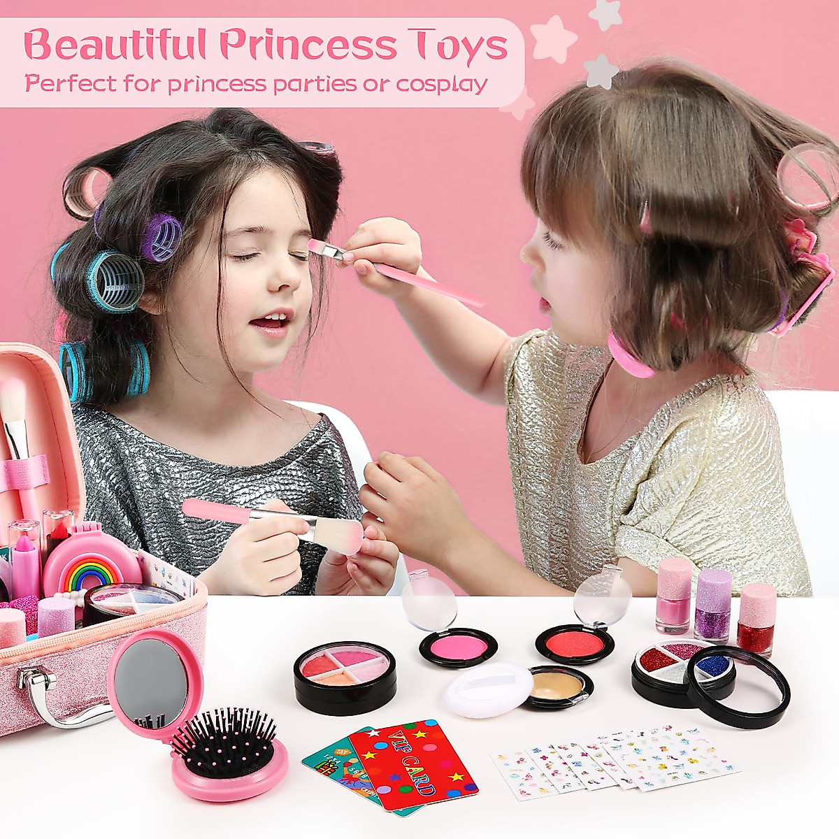 Kids Makeup Kit for Girl, Real Washable Kids Makeup Toy Kit, Little Girls Makeup Toy, Toddler Make up Set & Non-Toxic Cosmetic Set Age 3-12Year Olds Child Birthday Gift