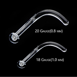 16G Clear Pyrex Glass Piercing Retainer L Shape Nose Retainer 5/16 Inch 8mm Clear Glass Retainer Piercing Nose Screw Stud Ring Piercing Jewelry for Work