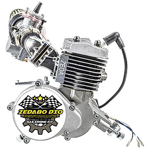 Zeda 80 Performance Bicycle Engine Kit with Dio Reed Valve & OKO Carb - Silver - Motorized Bike (36 Tooth)
