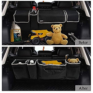 ASUBHA Car Trunk Organizer and Storage, Car Trunk Organizer, Folding Car Trunk Organizer, Collapsible Cargo Storage Bag with 4 Pockets, Backseat Hanging Organizer for SUV, Truck, MPV