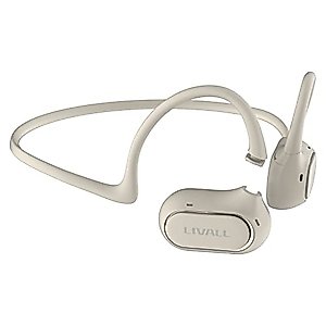 LIVALL LTS21 - Open-Ear Bluetooth 5.2 Sport Headphones - Air Conduction Detachable Wireless Earphones for Workouts Built-in Mic for Music, Sweatproof, with Head Bracket, Touch Controls - Ivory White