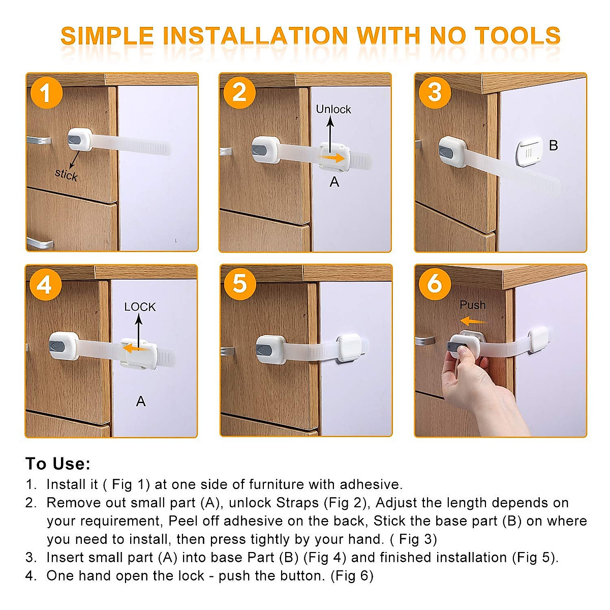 Baby Proofing Magnetic Cabinet Locks - 12 locks + 2 keys bundle with 2 Pack Fridge Child Safety Locks