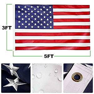 FFILY Heavy Duty 25 FT Flag Pole - 13 Gauge Extra Thick Aluminum Flagpole Kit with Embroidered Stars 3x5 American Flag for Outside House In Ground - 80MPH Wind Tested