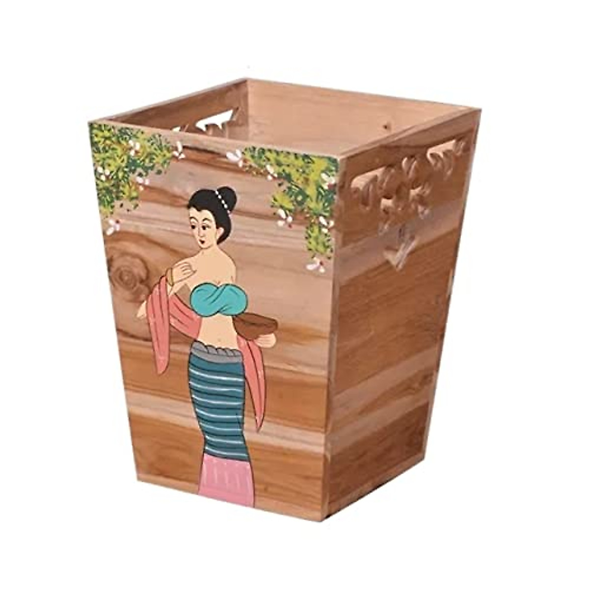 PIPONS Garbage Bin for Bathroom Retro Trash Can Waste Bins Wood Trash Can Household Office Garbage Bin for Home Bedroom Trash Can Wastebasket