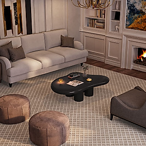 StyHube Cartoon Coffee Table Living Room Funky Modern Cloud Coffee Table Cute Small Home Decor Unique Irregular Shape, 4 Legs, Low Coffee Table 41.04Inches-Black