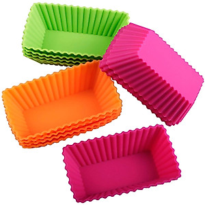 Webake Rectangular Jumbo Cupcake Liners, 4.3 Inch Silicone Baking Cups Reusable Muffin Cups Nonstick Mini Loaf Pan (Pack of 12)