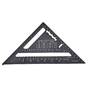 90 Degree Black Triangle Ruler Aluminum Alloy Angle Ruler Inch for Carpenter's Workshop Woodworking 7 Inch Square Layout Tool