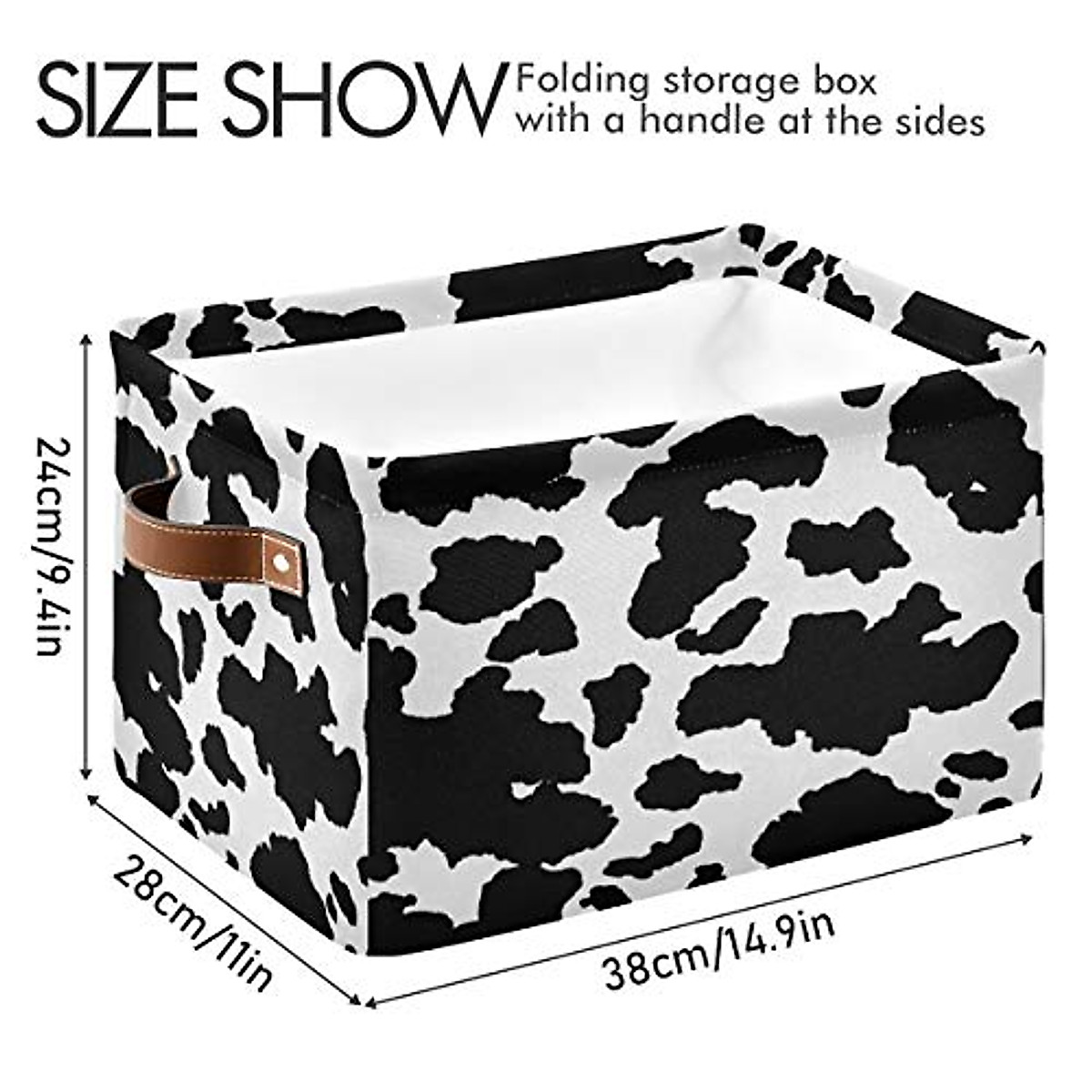 Storage Basket Bins Animal Cow Print Large Storage Boxes Cubes Collapsible Organizer with Handles, Foldable Toys Laundry Hamper for Closet Shelf Nursery, 1 PCS