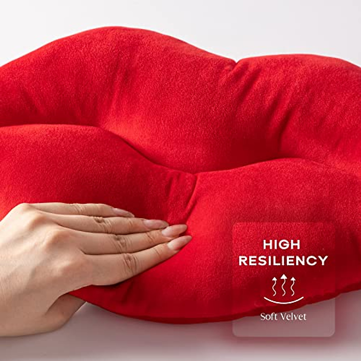 Ashler 3D Lips Throw Pillows Smooth Soft Velvet Insert Included, Lip Shaped Pillow for Bed Living Room, New Red, 24 X 12 inches