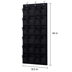 Bofoho Over the Door Shoe Organizer - Mesh Door Shoe Organizer with 24 Pockets and Hooks for Space Saving, Shoe Organizer Door Hanger for Shoes, Hanging Shoe Organizer (Black)