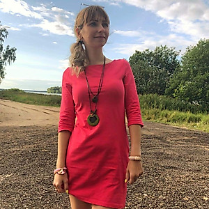 COOSTUFF ANNA Womens Pendant Necklace Wood Handmade Jewelry Long Rope Sweater Necklace for Woman (K5-AJXU-LZ4J)