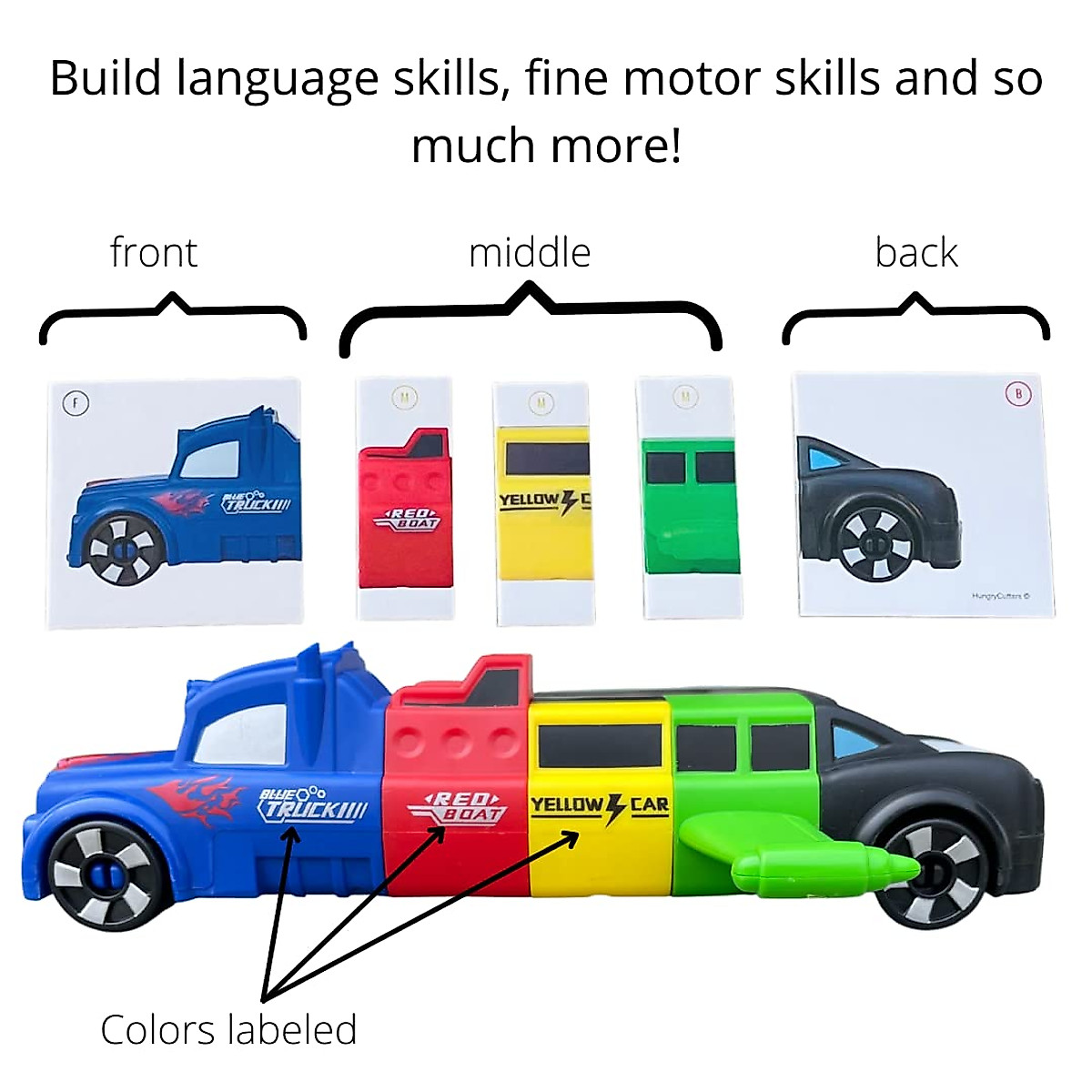 Hungry Cutters Magnetic Create & Build Vehicle Set. Fine Motor Speech Educational STEM Construction Preschool Engineering Best Gift for Boys and Girls!