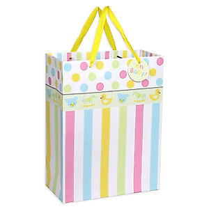 12 Pcs Baby Gift Bags, Large, Medium and Small Gift Bags Assortment for Baby Shower, Birthday, Parties, Baby Girl, and Baby Boy (Assorted Sizes)