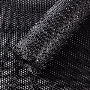 Black Shelf Liners for Kitchen Cabinets Non-Adhesive, Non-Slip Drawer Liner, Waterproof Refrigerator Liners, Fridge Liners and Mats Washable Plastic Pantry Liner for Shelves, Bathroom Cupboard Liner