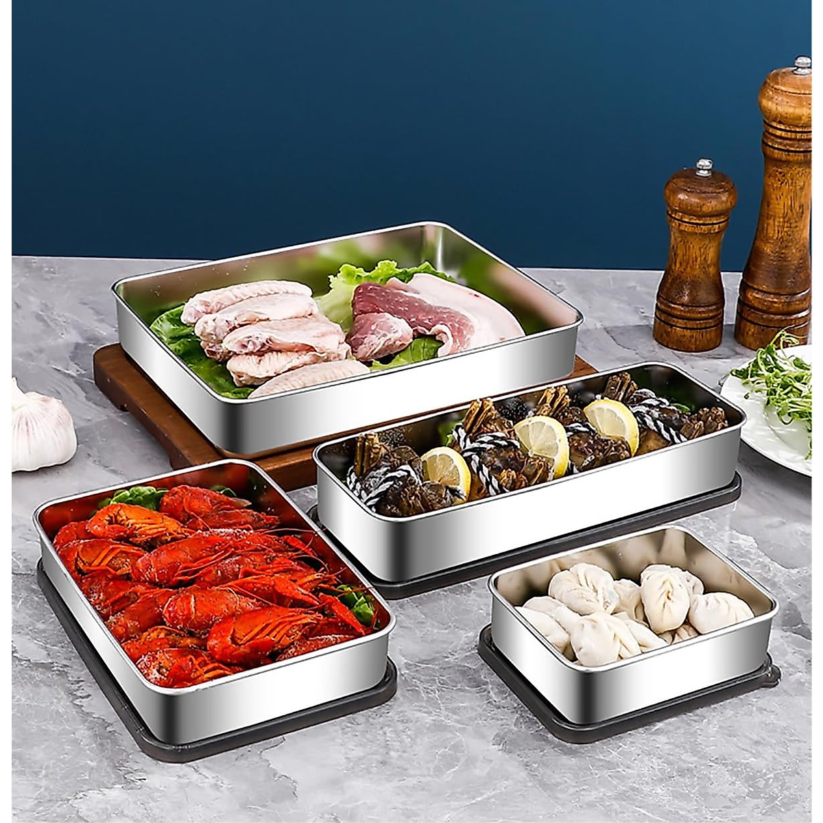 Alunsito 2 Pcs Deli Meat Container Bacon Container Long Deli Meat Storage Box with Airtight Lids Stackable Food Storage Containers for Refrigerator, Saving Lunch Ham, Spaghetti, Asparagus, Celery