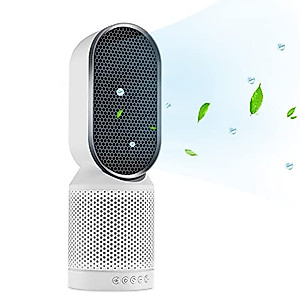 HEPA Air Purifiers for Bedroom, QUEENTY Room Air Purifier Ionizer with H13 True HEPA Filter, 40° Rotation Air Purifiers for Pets, Home, Remove 99.97% Dust Smoke Pollen Pet Dander (White)