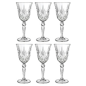 Barski Wine Glass - Goblet - Red Wine - White Wine - Water Glass - Stemmed Glasses - Set of 6 Goblets - Crystal like Glass - 7 oz. Beautifully Cut Designed Made in Europe