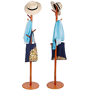 Coat Rack Freestanding,Coat Rack,Hall Tree,Coat Tree,Wooden,Coat Rack Stand with 8 Hooks Adjustable Coat Standing Tree for Coats, Hats, Scarves