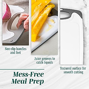 HOMWE Cutting Boards for Kitchen - Chopping Board 3-Pack w/ Different Sizes and Non Slip Handles - Reversible, Large Cutting Board Set - Unique Gifts for Cooks Who Have Everything - Gray