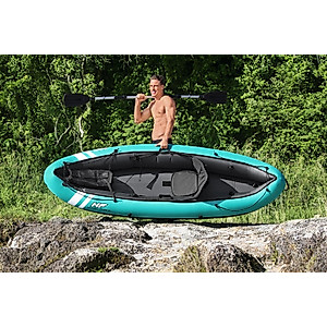 Bestway Hydroforce Ventura Kayak 1 Person Set, Inflatable Boat Set with Hand Pump, Paddle and Storage Bag, Multiple Styles, Light Blue