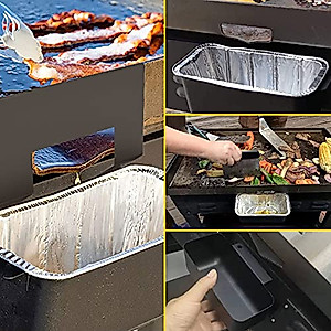 Grease Cup Catcher Pan Compatible with 28" 36" Blackstone Griddle, Grill Collection Drip Pan with 10pcs Disposable Foil Pan Grease Cup Liners Griddle Accessories