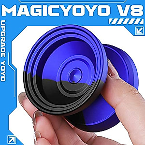 MAGICYOYO V8 Responsive Metal Yoyo for Kids Beginners + Yoyo Glove + 6 Yoyo Strings (Black Blue)