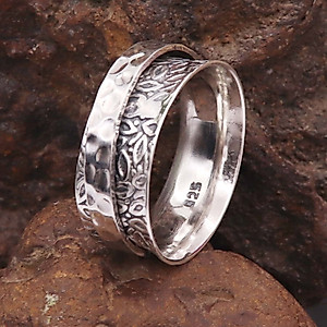 Silver Ring 925 Sterling Silver Spinner Maditation Band Beautiful Ring All Size Men Women Ring Gift Item Statement Handmade Jewelry Ring Goyal Jewels GESR37 (US-9)