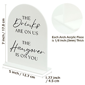 Acrylic Wedding Bar Sign with Stand- 5"x7" White Arch Acrylic Wedding Sign and Base,1/8" Thick | Modern Calligraphy Black Lettering Acrylic Table Sign for Wedding & Party