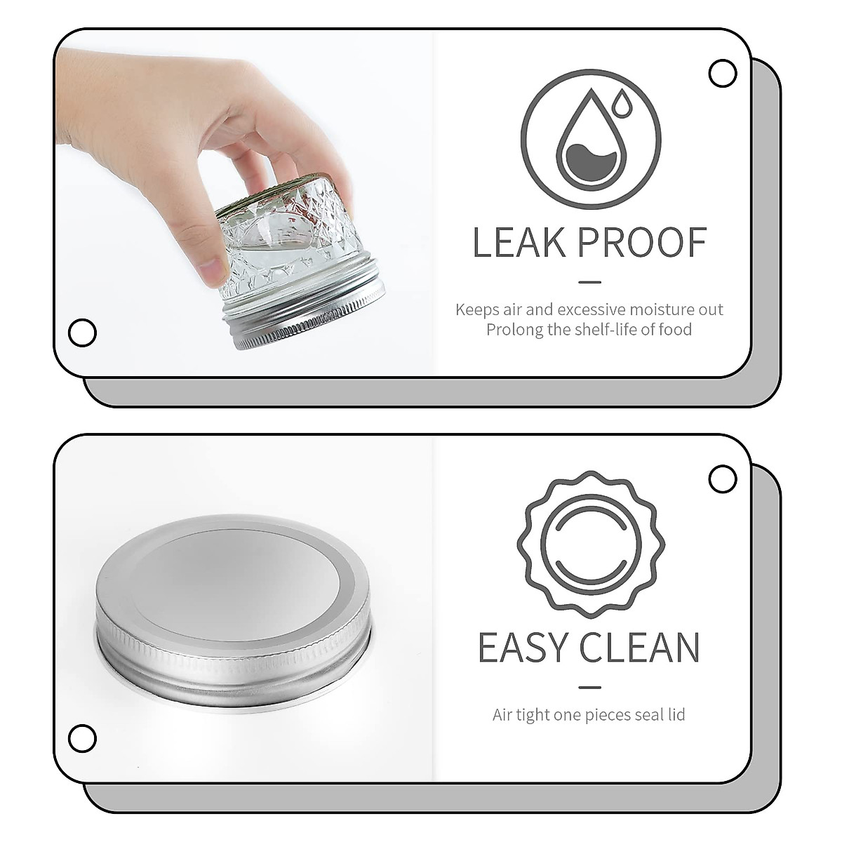 VERONES Mason Jars Canning Jars, 4 OZ Jelly Jars With One Piece Regular Lids, Ideal for Jam, Honey, Wedding Shower Favors, DIY Spice Jars, 40 PACK