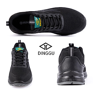 DINGGU Steel Toe Shoes for Men Lightweight Safety Indestructible Work Shoes Comfortable Steel Toe Sneakers Black 9
