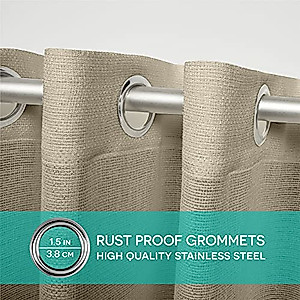 Exclusive Home Miami Semi-Sheer Textured Indoor/Outdoor Grommet Top Curtain Panel Pair, 54"x96", Taupe