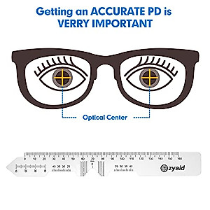 Ezyaid PD Ruler with Instruction Manual - Pupillary Distance Ruler for Pupil Distance Measuring, PD Measurement Tool for Prescription Eyeglasses, Include Eye Care Tips