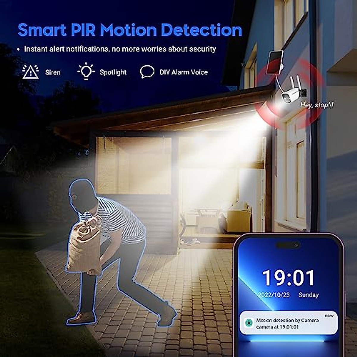 VIKYLIN Solar Security Cameras Wireless Outdoor, 2K Battery Powered Outdoor Camera, 2.4GHZ WiFi Home Security with Spotlight Color Night Vision, AI PIR Motion Detection, 2-Way Talk, Siren Alarm