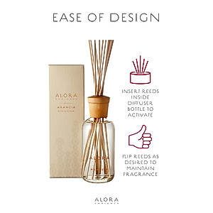 Alora Ambiance Arancia 8 oz Reed Diffuser | Long-Lasting Feminine Citrus Floral Fragrance | Beautifully Designed for Any Space