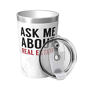 Ask Me About Real Estate Gifts for Women Men Insulated Coffee Mug 12oz Iced Coffee Tumbler Cup with Flip Lid Double Wall Vacuum Leak-Proof Thermos Mug for Travel Office School Party Camping-II
