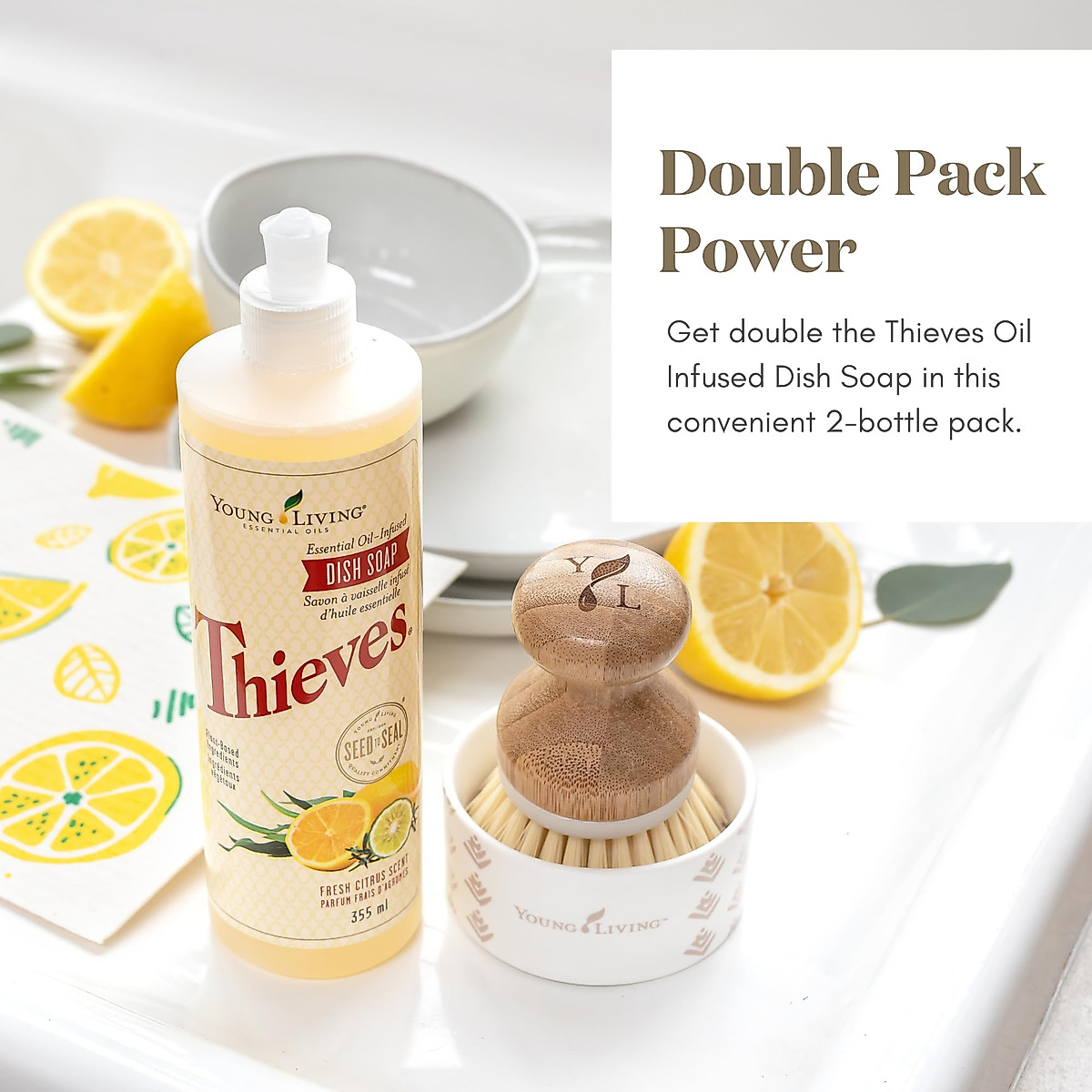 Young Living Thieves Essential Oil Infused Dish, 12fl.oz Bottles, Gentle on Hands, and has a Fresh, Citrus Scent, Soap Dispenser, Bathroom Accessories