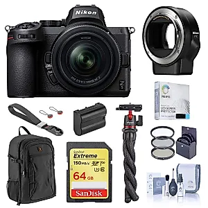 Nikon Z5 Full Frame Mirrorless Camera with 24-50mm Lens Bundle with FTZ II Mount Adapter, 64GB SD Card, Backpack, Wrist Strap, Extra Battery, Octopus Tripod, Filter Kit and Accessories