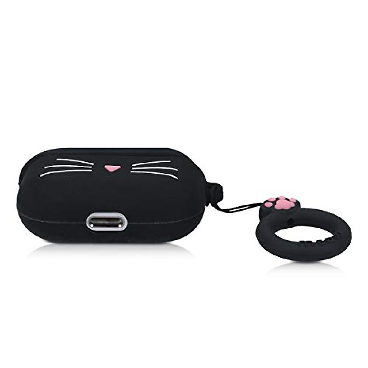 kwmobile Silicone Case Compatible with Apple AirPods Pro - Case Soft Cover - Cat Black/White