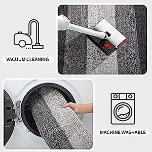 Kitinjoy Indoor Door Mat, 20x32 Non-Slip Absorbent Dirt Trapper Entrance Mat, Low-Profile Washable Inside Floor Mat, Durable Soft Entry Doormats for Entryway, Grey