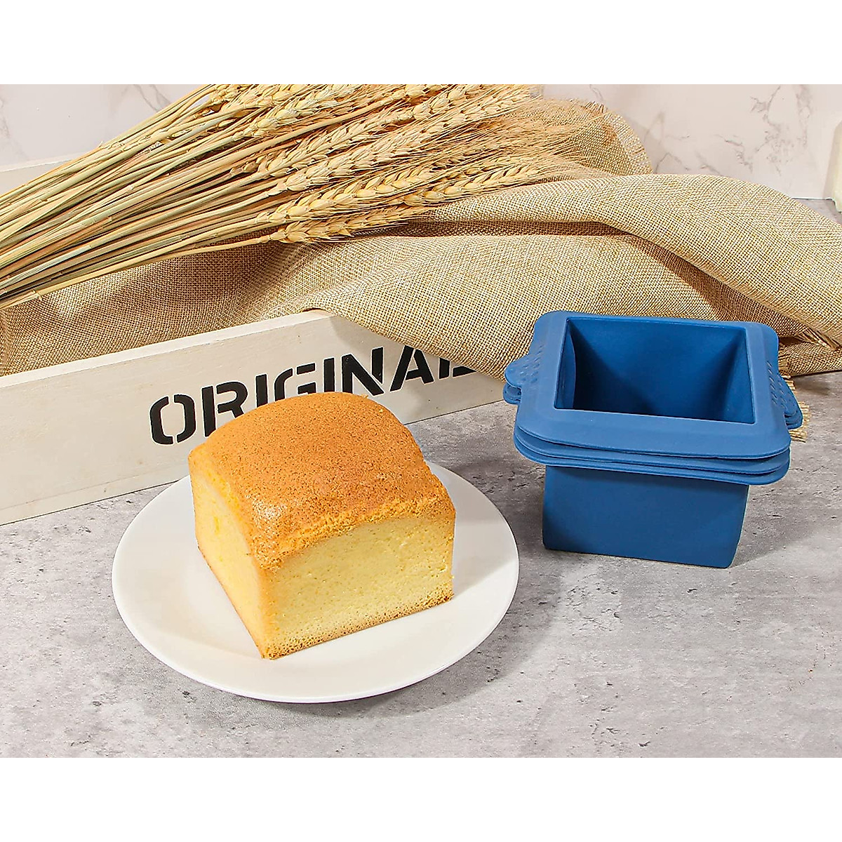 Webake Silicone Square Mold 3x3 Inch Mini Cake Pan for Individual Portion Baking Molds for Pastry, Ice Cube, Jelly, Soap, Candle, Pack of 4