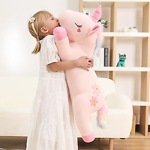 32inch Cute Giant Pink Unicorn Plush, Jumbo Soft Body Pillow Pet, Large Rainbow Unicorn Stuffed Animals Toy, Big Doll for Kids Girls and Boys Halloween, Christmas, Thanksgiving, Birthdays Gifts