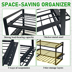 Socpuro Power Tool Organizer Wall Mounted, 3 Layers Heavy Duty Metal Tool Shelf, Garage Drill Tool Holder Utility Storage Rack for Handheld & Power Tools