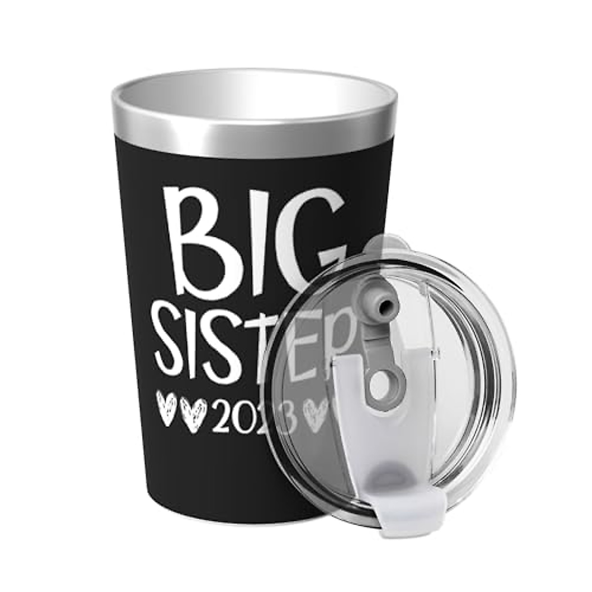Big Sister 2023 Gifts For Girls Travel Cup Double Walled Glass Coffee Mugs with Lids 12oz Reusable Insulated Cappuccino Tea Latte Iced Coffee Cups Travel Mug-KK